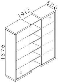 NABYTEK-DESIGNOVY.CZ - DL51952 - Manažerská skříň SOLID, 2 dvéřová, policová (5 pater polic ve všech sekcích), výška 187,6cm, délka 191,2cm, jilm royal/bílá