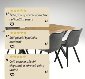Vikio Jídelní set pro 4 osoby 160x90 cm dub noha X šedá židle VJS236-4S-S