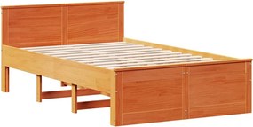 Postel bez matrace s čelem voskově hnědá 135 x 190 cm borovice 3308782