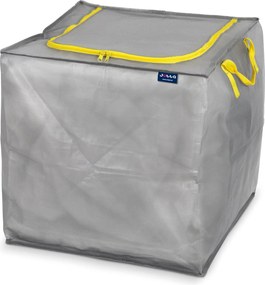 Domo Living Pevný úložný vak na zip 90 l JOTTA DOMO, 45 x 45 x 45 cm,  šedo-žlutý