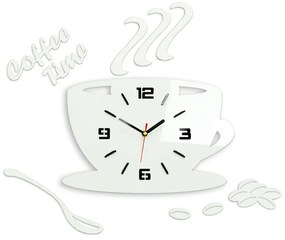Nástěnné hodiny Coffee bílé