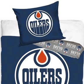 Hokejové ložní povlečení NHL Edmonton Oilers - motiv Shields - 100% bavlna renforcé - 70 x 90 cm + 140 x 200 cm