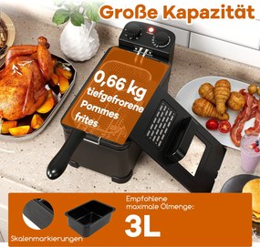 Costway Fritéza 2000 W Fritéza s kapacitou oleje 3 L Fritéza tuku