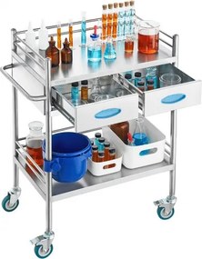 Laboratorní servírovací vozík, 2vrstvý nerezový pojízdný vozík