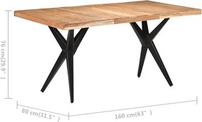 Jídelní stůl 160 x 80 x 76 cm masivní akáciové dřevo 323565