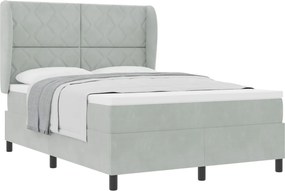 Postel s boxspringem s čelo Světle šedá 200 x 140 cm samet 3340982