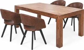 Jídelní set - stůl Timber 200 cm + 4 židle Colby Antik hnědá