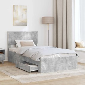 Rám postele s čelo Betonově šedá 100 x 200 cm Kompozitní dřevo 3410934