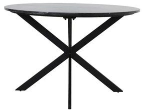 Černý kulatý jídelní stůl s deskou v dekoru mramoru ø 120 cm Tomochi – Light &amp; Living