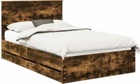 Rám postele s čelo Kouřový dub 135 x 190 cm Inženýrské dřevo 3409472