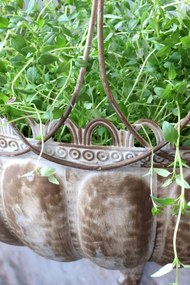 Kovový květináč na zeď Flower Antique Mocca – 34*18*65 cm