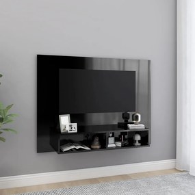 vidaXL Nástěnná TV skříňka černá vysoký lesk 120x23,5x90cm dřevotříska