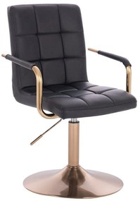 LuxuryForm DESIGN Otočná židle VERONA GOLD na zlatém talíři - černá