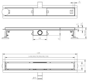 BPS-koupelny Lineární sprchový odtokový žlab 2v1 DL01 FIX 60 cm, zlatý
