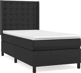 Box spring postel s matrací černá 100x200 cm umělá kůže 3132483