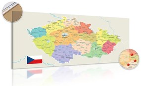 Obraz na korku stylová mapa Česka s vlajkou