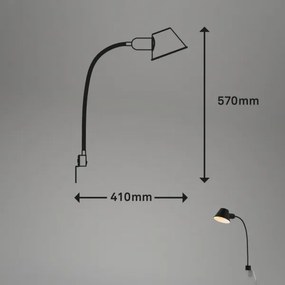 Briloner 2079-015 - Nástěnná flexibilní lampa 1xE27/10W/230V černá
