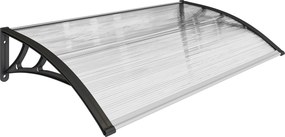 Outsunny Polykarbonátová a hliníková stříška pro balkóny, okna a dveře, venkovní markýza s PP podporou, 110x60x18cm, Transparentní