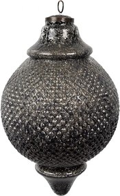 Granitová skleněná vánoční ozdoba špičatá baňka L - 20*32 cm