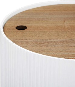 Odkládací stolek s úložným prostorem ENOLA, kulatý, bílý, 38,5 cm