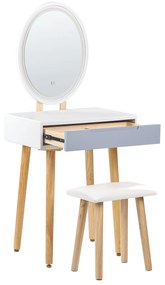 Toaletní stolek se zásuvkou a LED zrcadlem bílý/šedý VESOUL Beliani
