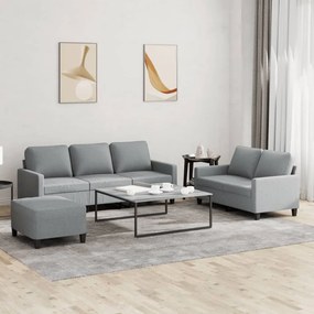 3dílná sedací souprava s poduškami světle šedá textil 3201468