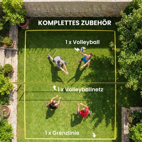 SPORTNOW sada pro badminton a volejbal – nastavitelná síť s výškově nastavitelnými ocelovými tyčemi, přenosný set s míčem a taškou (do interiéru i ve…