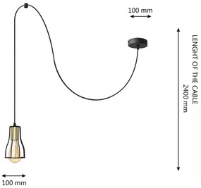 Lustr na lanku TUBE LONG 1xE27/15W/230V černá/zlatá