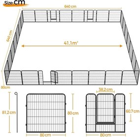 Sada 7 ks – Ohrádka pro psy Yaheetech – černá, 80 × 80 × 84,5 cm; 15,82 kg (267492580127)