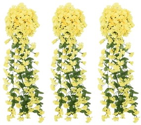 Umělé květinové girlandy 3 ks žluté 85 cm