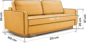 IDZ Rozkládací pohovka FASTA, 213 cm Barva látky: Světle šedá (Paros 05)