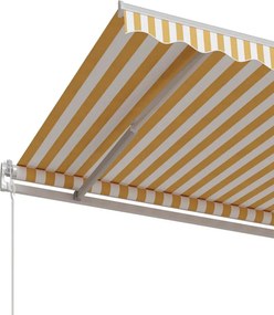 Automatická zatahovací markýza 500 x 350 cm žlutobílá 3069028