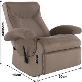 Relaxační křeslo, s elektrickou funkcí vibrování, šedohnědá látka, SUAREZ