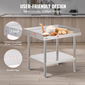 Pracovní stůl z nerezové oceli 61 × 71,1 cm Komerční restaurace na přípravu jídla