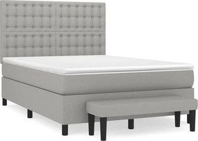 Box spring postel s matrací světle šedá 140 x 190 cm textil 3136909