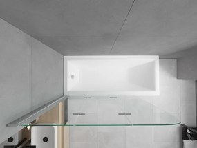 Mexen Cubik obdélníková vana 150 x 70 cm s krytem a tříkřídlou zástěnou 120 cm, transparentní, chrom