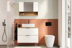 Závěsná koupelnová skříňka se zrcadlem Mazi 58 80 cm dub Wotan/bílá