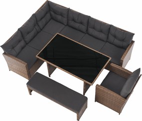 Zahradní ratanový set, šedohnědá/světle hnědá, SAGIR