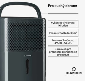 Klarstein DryFy 10, odvlhčovač vzduchu, 240 W, 10 l/24h, 100 m³/h, 15 - 20 m², DrySelect, 40dB, šedý