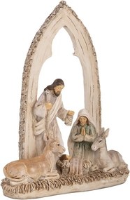 Béžová antik vánoční dekorace betlém - 18*7*22 cm