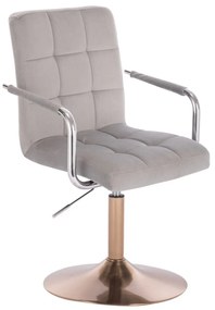 LuxuryForm DESIGN Otočná židle VERONA VELUR na zlatém talíři - světle šedá