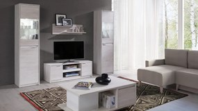 Gibmeble obývací pokoj 2 DENVER barevné varianty dub bílý / bílá lesklá