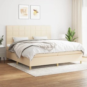 Box spring postel s matrací krémová 200x200 cm textil 3142366