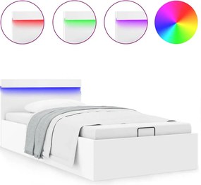 Rám postele LED s úložným prostorem bílý umělá kůže 90 x 200 cm 285546