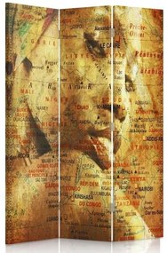Ozdobný paraván Žena Retro karta - 110x170 cm, třídílný, klasický paraván