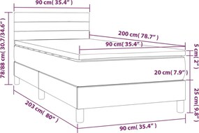 vidaXL Box spring postel s matrací a LED 90x200 cm textil [3133208] Barva: světle šedá