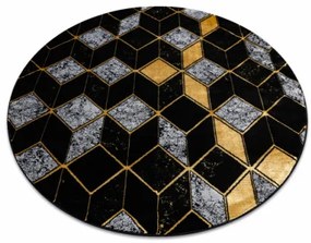 Koberec GLOSS 400B 86 kruh glamour, art deco, 3D geometrický - černý / zlatý