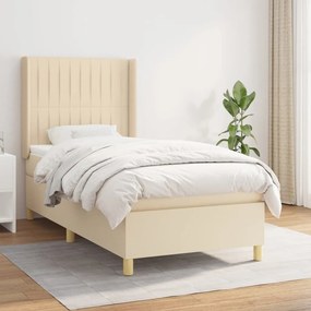 vidaXL Box spring postel s matrací 100 x 200 cm textil [3132129] Barva: krémová