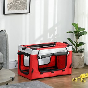 Skládací kočárek pro psy a kočky PawHut, odnímatelná korba, 4 kola s brzdou, 600D Oxfordská tkanina 81 x 58 x 97,5 cm Červená | Aosom