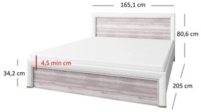 Manželská postel 160 cm ORONTES (krémová + dub ancona) (s roštem). 1053180